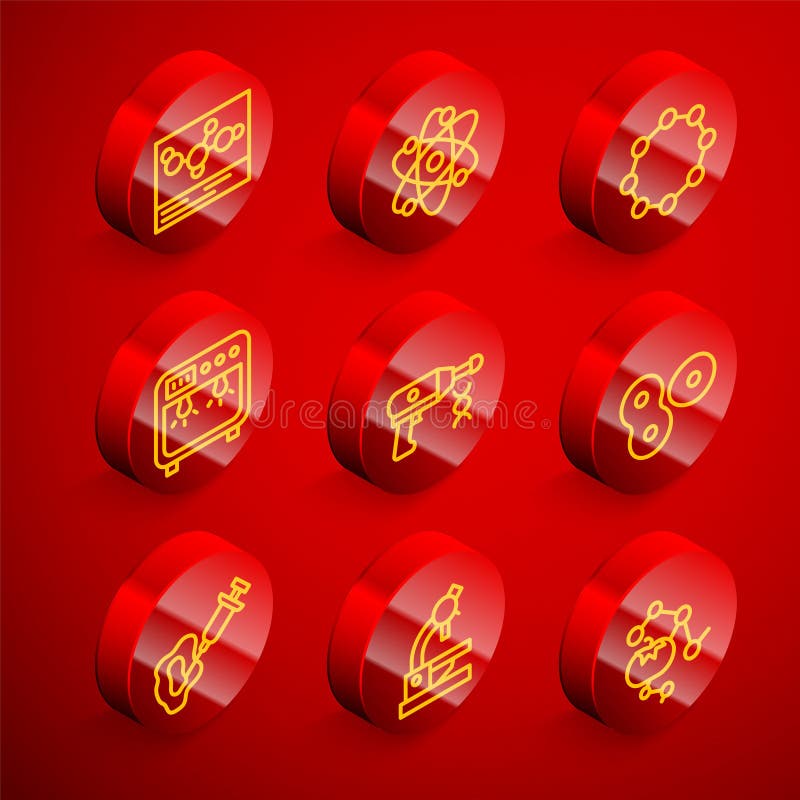 Set Line Chemical Formula, Atom, Biosafety Box, Transfer Liquid Gun ...