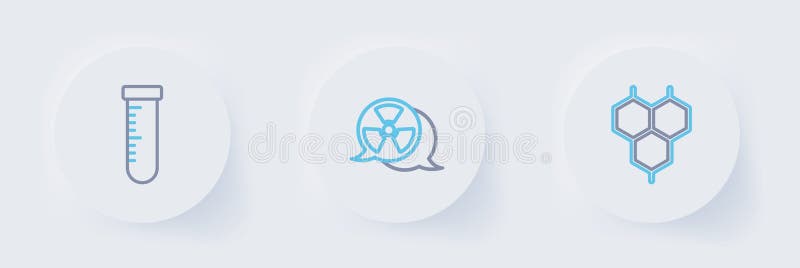 Set Line Chemical Formula, Radioactive and Test Tube and Flask Icon ...