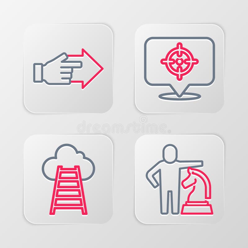 Set Line Chess, Stair with Finish Flag, Target and Hand Pointing Finger ...