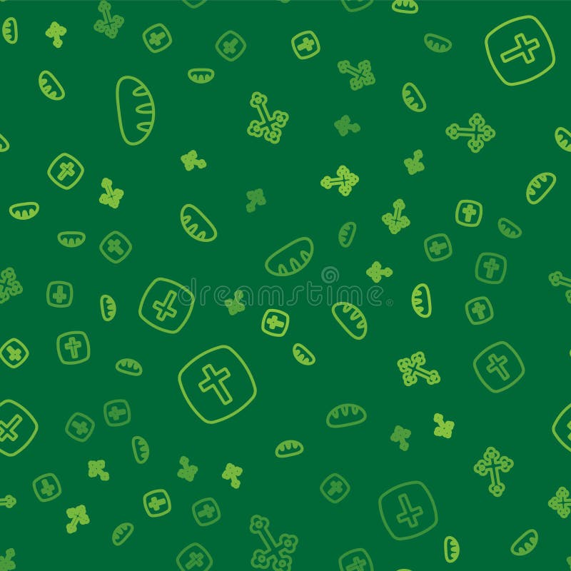 Set Line Christian Bread, Cross and on Seamless Pattern. Vector Stock ...