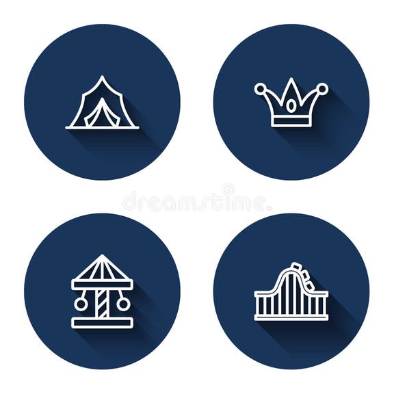 Set Line Circus Tent, Jester Hat with Bells, Attraction Carousel and ...