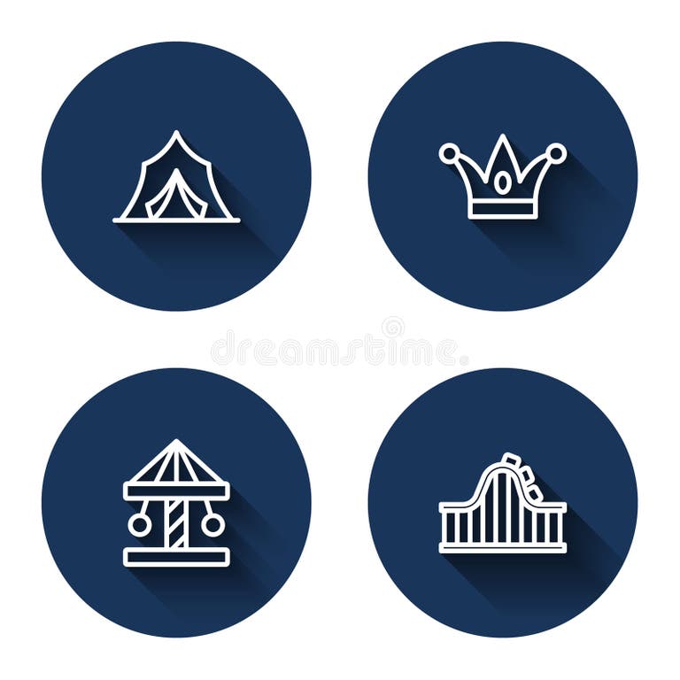 Set Line Circus Tent, Jester Hat with Bells, Attraction Carousel and ...