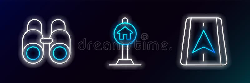 Set Line City Map Navigation, Binoculars and Hotel Sign for Traffic ...