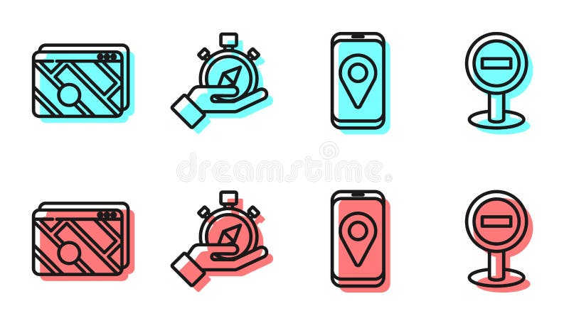 Set Line City Map Navigation, Infographic of City Map Navigation ...