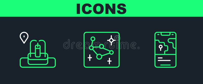 Set Line City Map Navigation, Location with Fountain and Great Bear ...