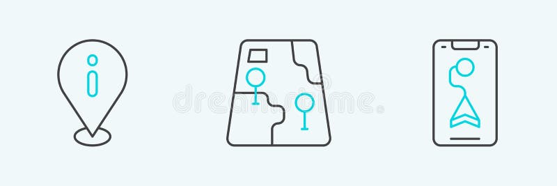 Set Line City Map Navigation, Location with Information and Icon ...