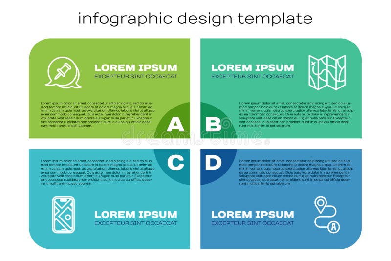 Set Line City Map Navigation, Push Pin, Route Location and Folded ...