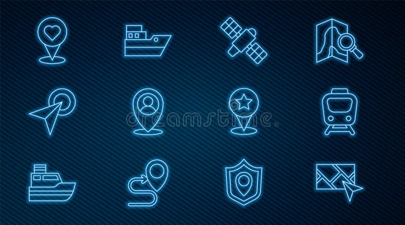 Set Line City Map Navigation, Train, Satellite, Location with Person ...