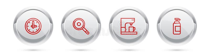 Set Line Clock, Frying Pan, Coffee Machine and Antibacterial Soap ...