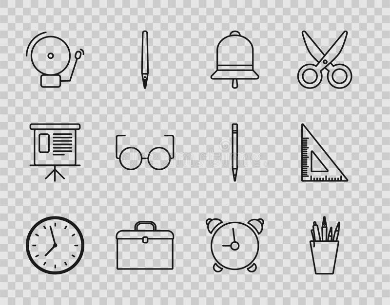 Set Line Clock, Pencil Case Stationery, Ringing Bell, Briefcase, Alarm ...