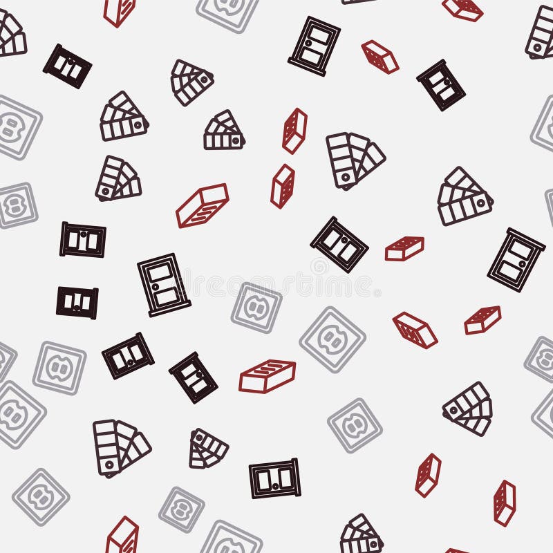 Set Line Closed Door, Color Palette Guide, Electrical Outlet and Brick ...