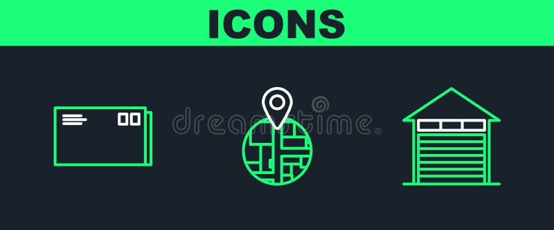 Set Line Closed Warehouse, Envelope and Icon. Vector Stock Illustration ...