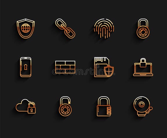 Set Line Cloud Computing Lock, Safe Combination Wheel, Shield with ...