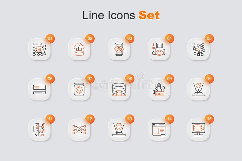 Set Line Cloud Database, Browser Window, Hologram, Neural Network ... Set Line Cloud Database, Browser Window, Hologram, Neural Network ...
