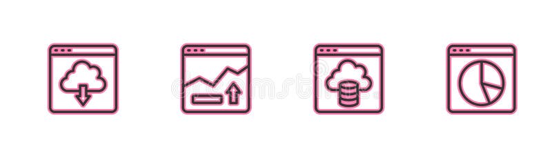 Set Line Cloud Download, Technology Data Transfer, Financial Growth Increase and Graph Chart ...