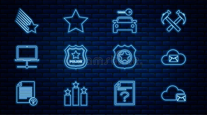 Set Line Cloud Mail Server, Car Rental, Police Badge, Computer Network ... Set Line Cloud Mail Server, Car Rental, Police Badge, Computer Network ...