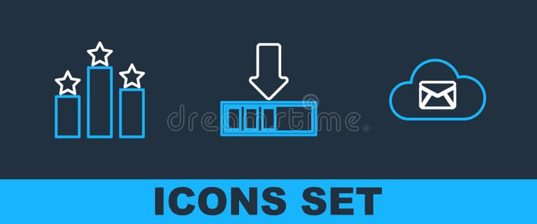 Set Line Cloud Mail Server, Ranking Star and Loading Icon. Vector Stock Illustration ...