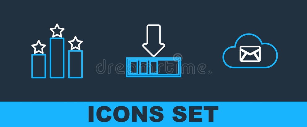 Set Line Cloud Mail Server, Ranking Star and Loading Icon. Vector Stock Illustration ...