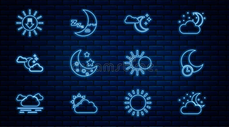 Set Line Cloud with Moon and Stars, Sleeping, Moon, Sunset, Eclipse of ...