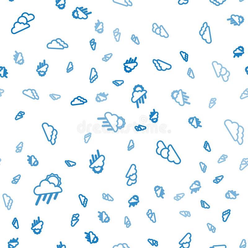 Set Line Cloud with Rain and Sun, Sun Cloud Weather and on Seamless ...