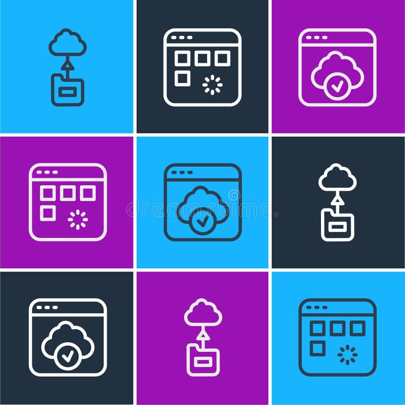 Set Line Cloud Technology Data Transfer, and Loading Window Icon ... Set Line Cloud Technology Data Transfer, and Loading Window Icon ...