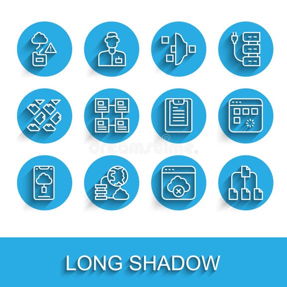 Set Line Cloud Technology Data Transfer, Network Cloud Connection, Failed Access Storage, Folder ...