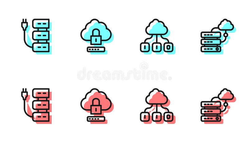 Server Computing Hosting Modern Flat Style Equipment Icon Set Stock Vector - Illustration of ...
