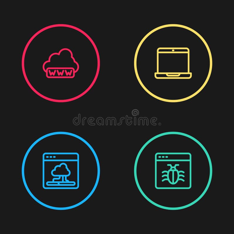 Set Line Cloud Technology Data Transfer, System Bug, Laptop and Web ... Set Line Cloud Technology Data Transfer, System Bug, Laptop and Web ...