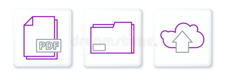 Set Line Cloud Upload, PDF File Document and Document Folder Icon ... Set Line Cloud Upload, PDF File Document and Document Folder Icon ...