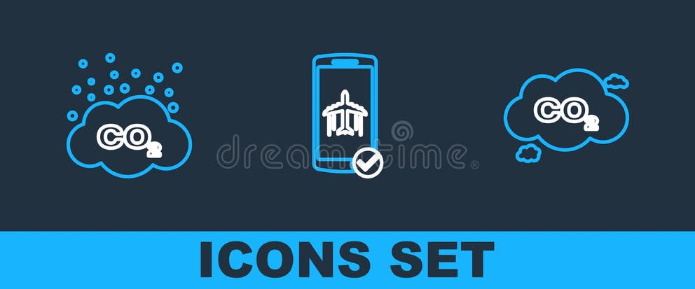 Set Line CO2 Emissions in Cloud, and Flight Mode the Mobile Icon ...