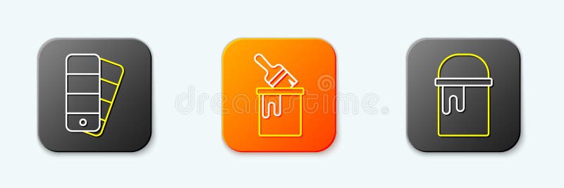 Set Line Color Palette Guide, Paint Bucket with Brush and Icon. Vector ...