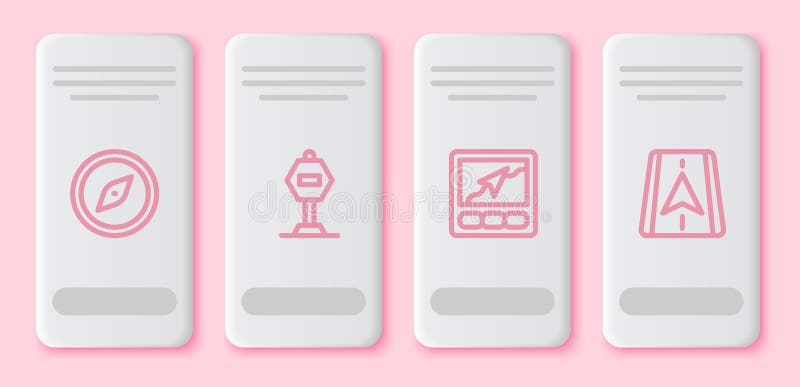 Set Line Compass, Stop Sign, Gps Device with Map and City Navigation ...