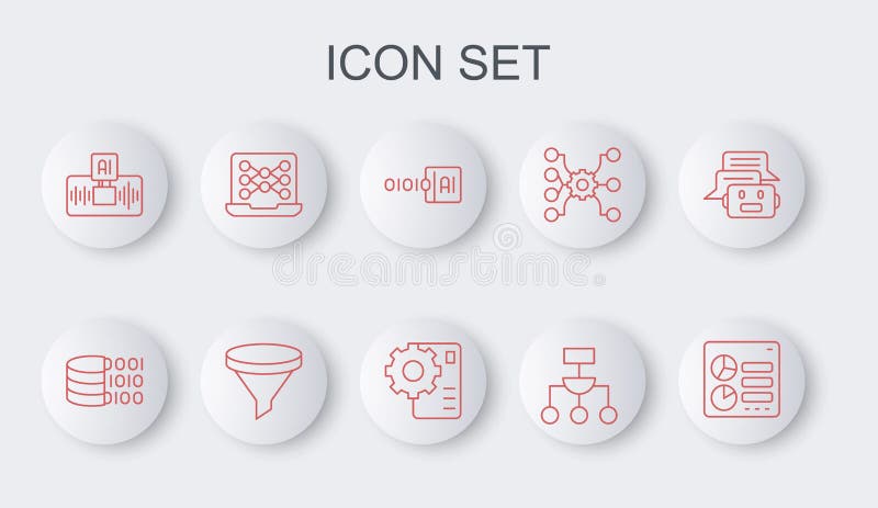 Set Line Computer Api Interface Binary Code Algorithm Artificial Intelligence Ai Neural