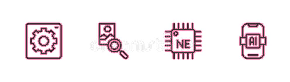 Set Line Computer Api Interface, Processor CPU, Photo Retouching and ...