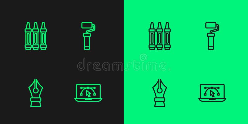 Set Line Computer with Design Program, Fountain Pen Nib, Wax Crayons ...