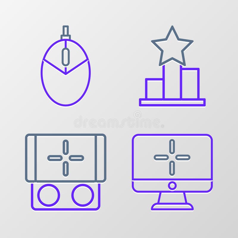 Set Line Computer Monitor, Portable Video Game Console, Star and Mouse ... Set Line Computer Monitor, Portable Video Game Console, Star and Mouse ...