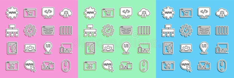 Set Line Computer Mouse, Monitor and Mobile, Color Palette Guide, Front End Development, Website ...