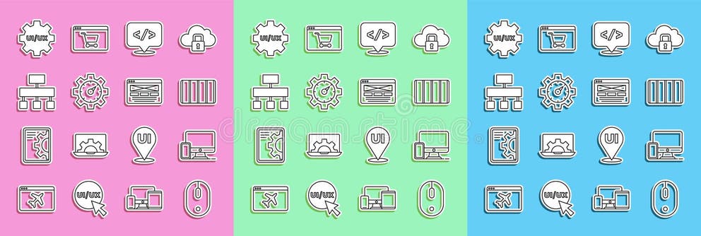 Set Line Computer Mouse, Monitor and Mobile, Color Palette Guide, Front End Development, Website ...