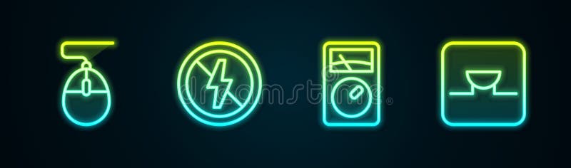 Set Line Computer Mouse, No Lightning, Ampere Meter, Multimeter and ...