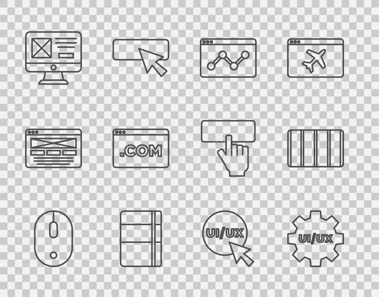 Set Line Computer Mouse, UI or UX Design, Website Statistic, Sketchbook Album, and Color Palette ...