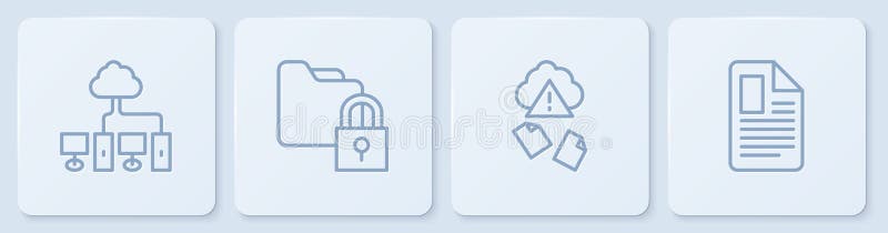 Set Line Computer Network Cloud Hacking Folder And Lock And File
