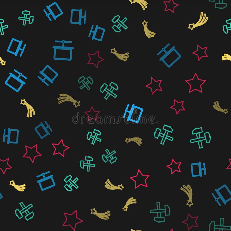 Set Line Computer Network, Two Crossed Hammers, Falling Star and Star ... Set Line Computer Network, Two Crossed Hammers, Falling Star and Star ...