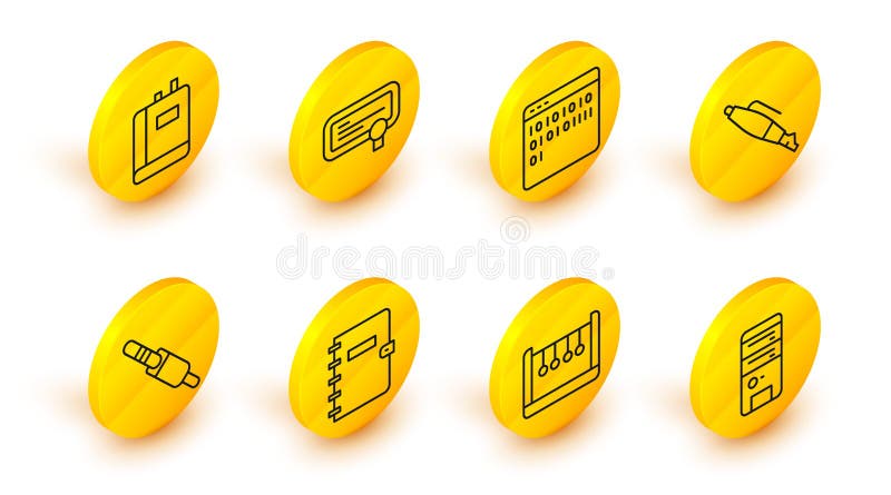 Set Line Computer, Pendulum, Spiral Notebook, Audio Jack, Fountain Pen ...