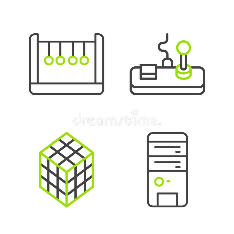 Set Line Computer, Rubik Cube, Gamepad and Pendulum Icon. Vector Stock ... Set Line Computer, Rubik Cube, Gamepad and Pendulum Icon. Vector Stock ...