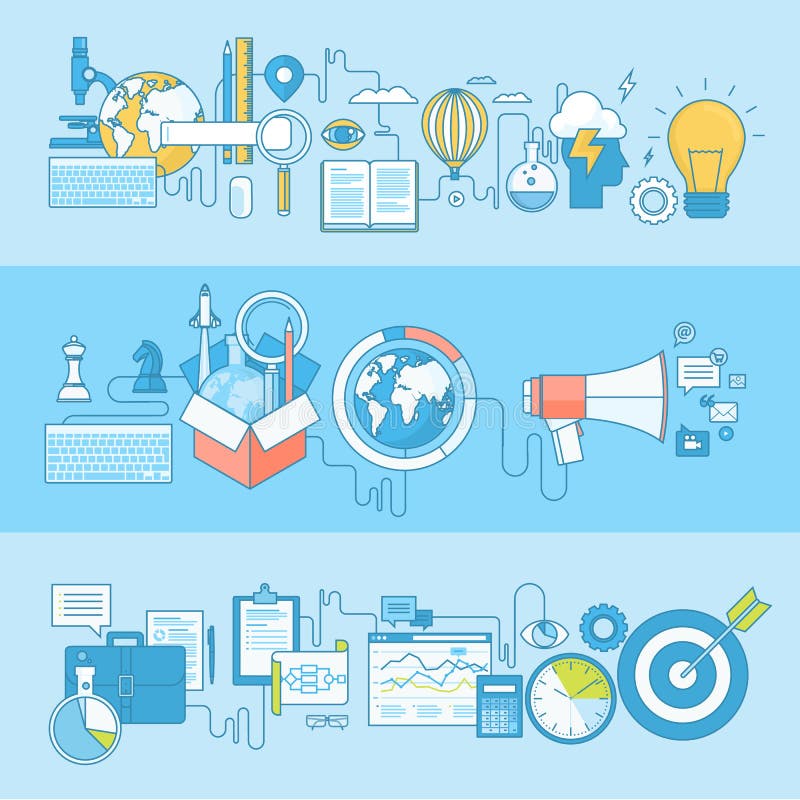 Set of Line Concept Banners for Web Development, Business, Marketing ...