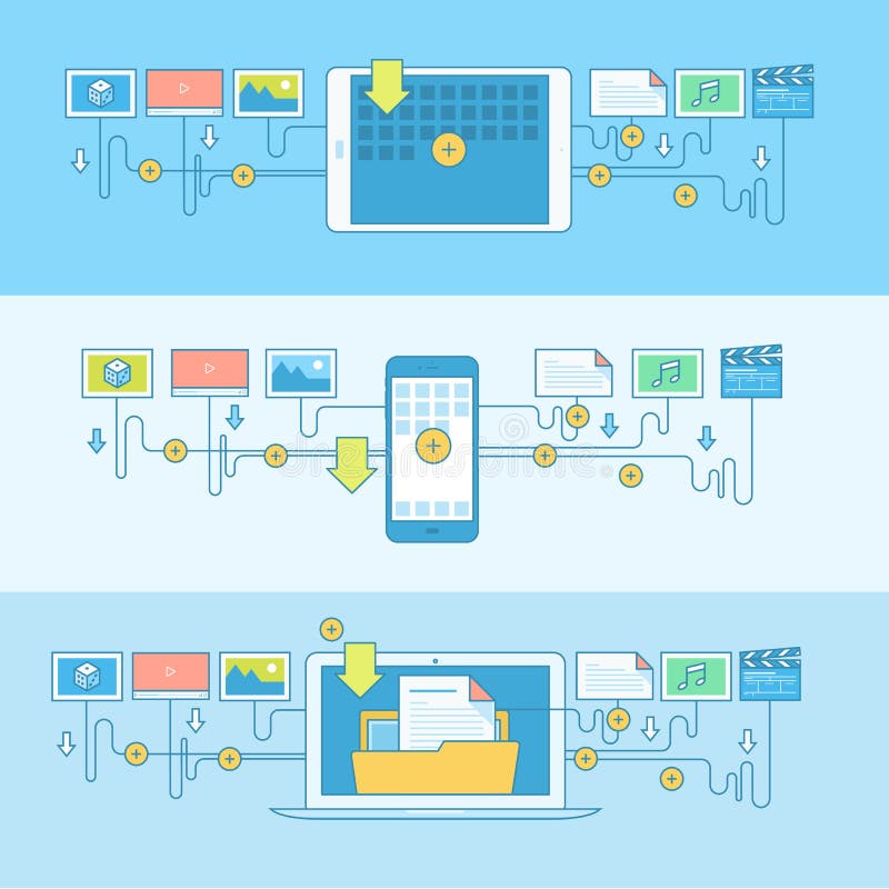 Set of Line Concept Banners for Web Development, Business, Marketing ...