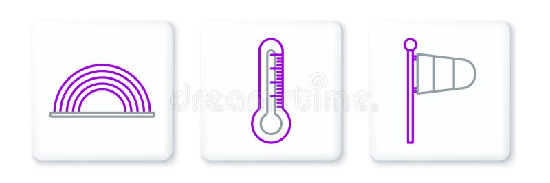 Set Line Cone Meteorology Windsock Wind Vane, Rainbow with Clouds and ...