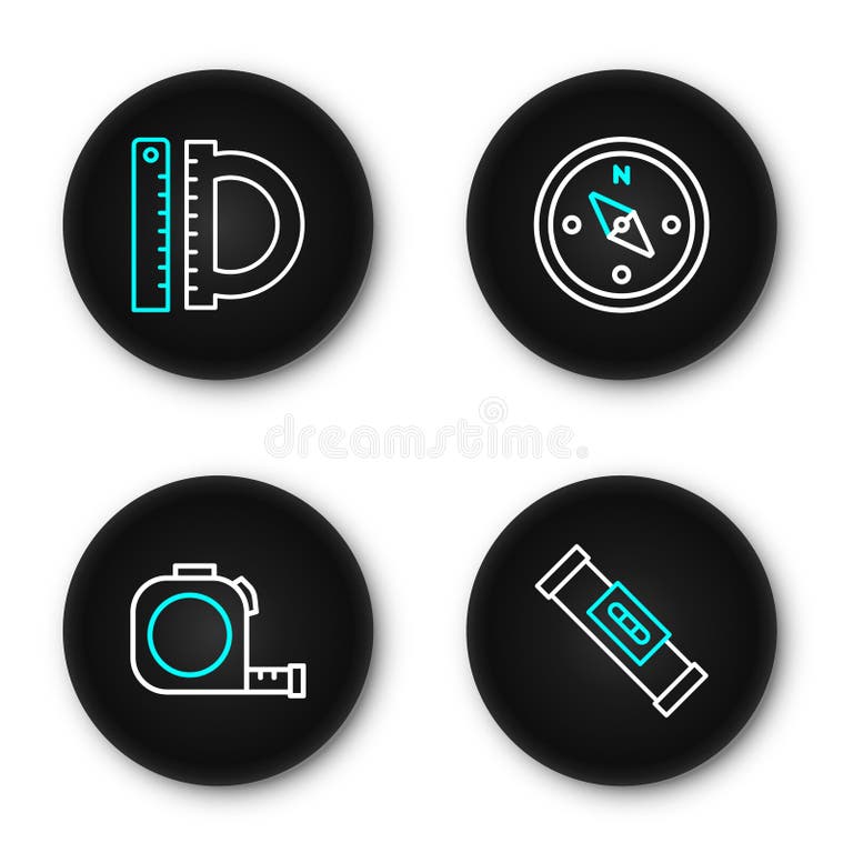 Set Line Construction Bubble Level, Roulette Construction, Compass and ...