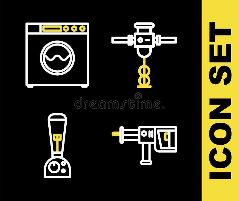 Set Line Construction Jackhammer, Rotary Drill Machine, Blender and ...