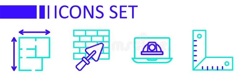 Set Line Corner Ruler, Worker Safety Helmet, Brick Wall with Trowel and ...